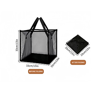 Laundry Hamper Bag with Handles,Portable & Collapsible Dirty Clothes Mesh Basket Foldable for Washing Storage, Kids Room,Dorm or Travel (Black,Single-Layer*3/Package)