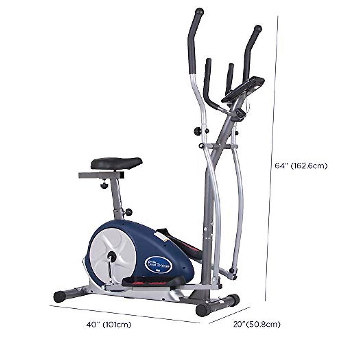 Body Champ 2-in-1 Upright Exercise Bike and Elliptical Trainer with Seat, Heart-Rate Monitor, and Programmable LCD Console, BRM3671