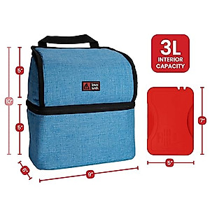 Lava Lunch Patented Heated Lunch Box - Insulated Bag with Microwaveable Heat Packs - 3 Liter Capacity for Meals - Keeps Food Warm for Up To 5 Hours - Gift for Men, Women, & Kids - Blue