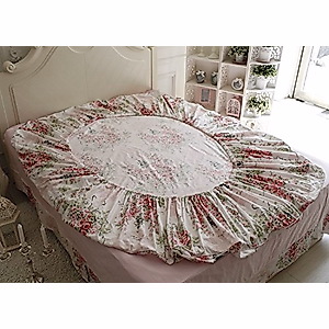 FADFAY Shabby Floral Bedding Set Queen Size Sheet Set 4 Piece Premium 100% Cotton Pink Rose Pattern :1 Deep Pocket Fitted Sheet, 1Flat Sheet, 2 Pillowcases (Standard Size)