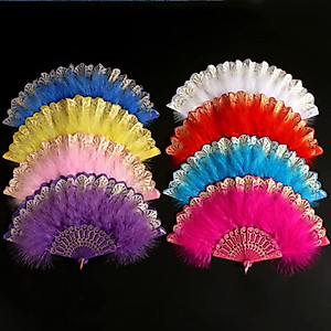 Luxurious Feather Fan for Wedding Dance Fan Performance DIY Court Dance Hand Fan Art Craft Gift Wedding Party Decoration