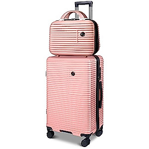 2 Piece Carry On Luggage Sets, PC+ABS Hardside Suitcases with Spinner Wheels and TSA Lock for Travel.(14/20)