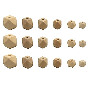 Alenybeby Organic Wooden Geometric Hexagon Beads Accessory 20mm Ecofriendly Wood Faceted Beads DIY Craft Jewelry (20mm-20pcs)