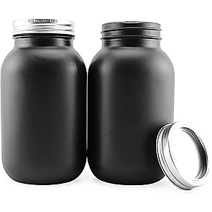Darware Black Chalkboard Mason Jars (Quart Size, 2-Pack); Black-Coated Blackboard Surface Glass Jars for Arts and Crafts, Gifts, and Rustic Home Decor