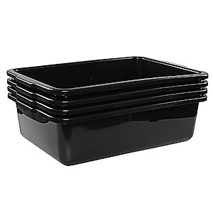 Uumitty Black Commercial Bus Tubs, 32 L Plastic Bus Box/Wash Basin, 4 Packs