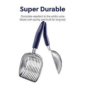 WePet Cat Litter Scoop, Aluminum Alloy Sifter, Kitty Metal Scooper, Deep Shovel, Long Handle, Poop Sifting, Kitten Pooper Lifter, Durable, Heavy Duty, for Litter box