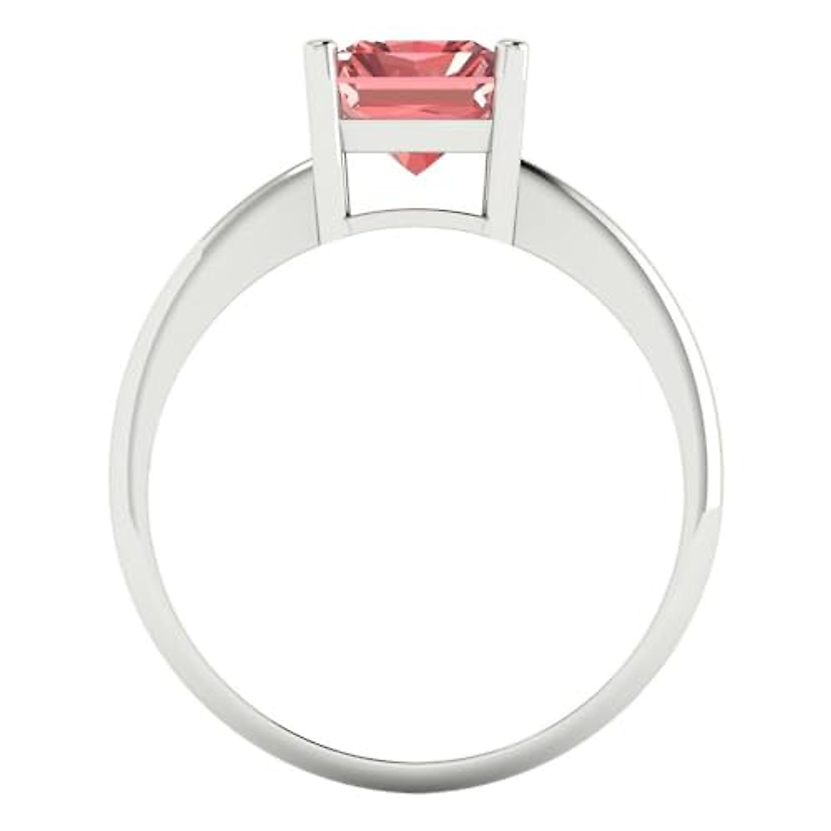 Clara Pucci 2.5ct Radiant Cut Solitaire Natural VVS1 Red Garnet Engagement Bridal Promise Anniversary Ring 18K White Gold Size 8.75