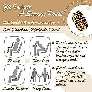 Bnuitland Leopard Print Fleece Flannel Throw (50x40inch) with Storage Pouch, 300 GSM Double Sided Lightweight for Bed Sofa Travel, Super Soft Fuzzy Fluffy Cheetah Print Blanket for Babys and Kids