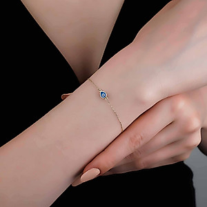 jewelryist 14k Evil Eye Bracelet for Women | Amulet Bracelet for Protection | Blue Evil Eye Bracelet | Double Sided Evil Eye | Jewelry Gift for Mom | 7.5" Bracelet Length