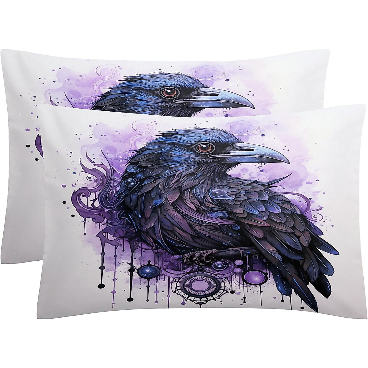 OmErsa Crow Duvet Cover Queen Size Set, Gothic Bedding Bedroom Decor, Comforter Cover & 2 Pillowcases 3 Pieces, Home Collection Quilt Cover