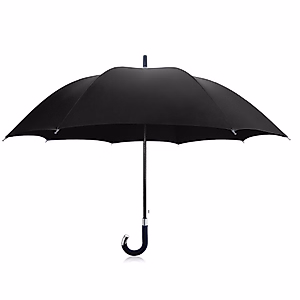 DAVEK ELITE UMBRELLA (Classic Black) - Quality Cane Umbrella with Automatic Open, Strong & Windproof