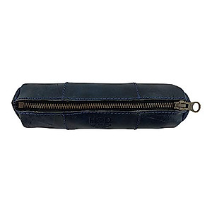 Hide & Drink, Rustic Leather Cylinder Case (Cords, Keys, Office & School Supplies, Change, Personal Items, Cables & Dongles) Raw Sueded Interior, Handmade Includes 101 Year Warranty :: Slate Blue