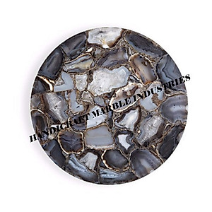 Round Agate Table 21", Round Coffee Table, Agate Table Top, Agate Coffee Table, Agate Side Table, Round Table, Stone Table. Grey Agate Geode Table