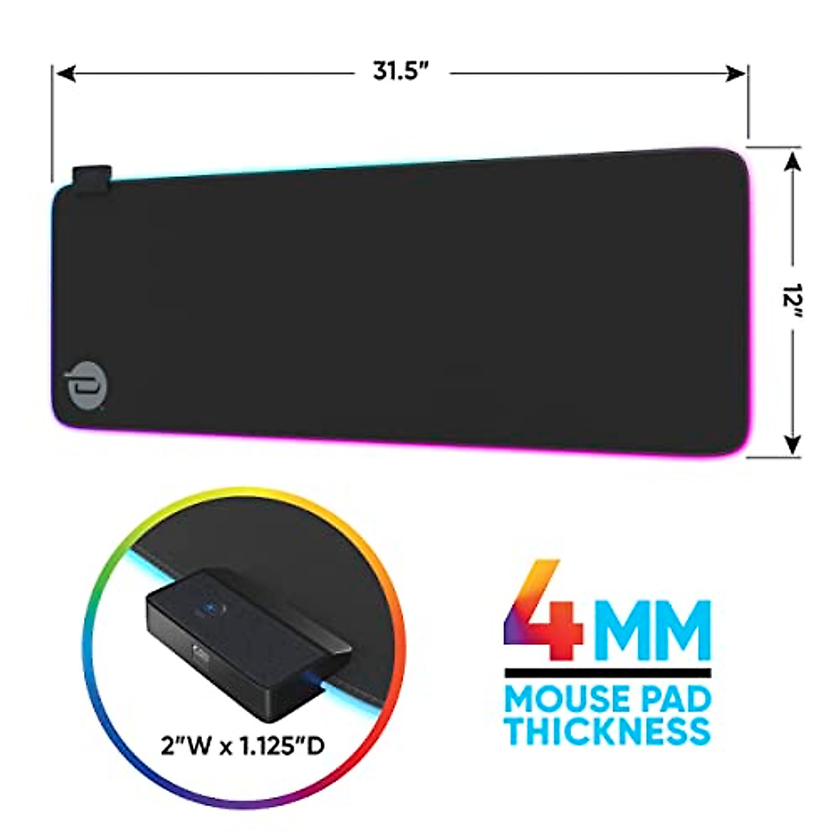 Dardashti RGB Gaming Mouse Pad, Large Mousepad with 14 RGB Lighting Modes and 7 Fixed Colors, Anti-Slip Breathable Nylon Micro-Texture, Desk Pad, Mousepad Mat (31.5 x 12 inch)