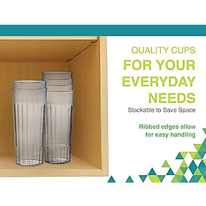 Arrow Home Products 10 oz Clear Plastic Tumblers, Set of 6 - Made in the USA, BPA Free Plastic - Break-Resistant Plastic Drinking Glasses for Indoor & Outdoor Use - Dishwasher Safe, Assorted Colors