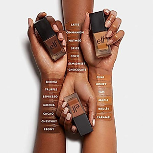 e.l.f. Flawless Finish Foundation, Lightweight & Medium Coverage, Semi-Matte Finish, Chocolate, 0.68 Fl Oz (20mL) (Pack of 5)