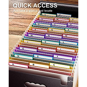 ThinkTex 26 Pockets Expanding File Folder, A-Z Colorful Tabs, Monthly Bill Receipt Documents Organizer, Larger Capacity, Letter/A4 Size