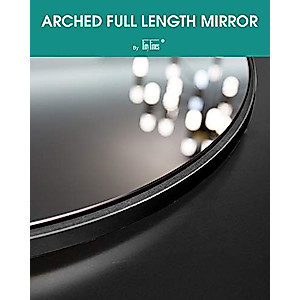 TinyTimes 65''x22'' Arched Full Length Mirror, Floor Mirror with Stand, Full Body Mirror, Arched Wall Mirror, Modern & Contemporary Full Length Mirror with Wood Frame - Black