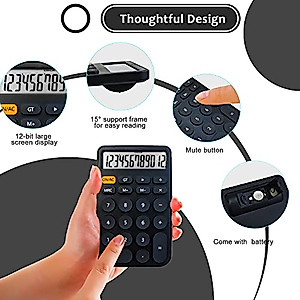 Standard Calculator 12 Digit,Desktop Large Display and Buttons,Calculator Black with Large LCD Display for Office,School, Home & Business Use,Automatic Sleep(Black)