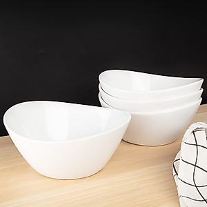 Cibeat 42 Ounce Porcelain Bowls Set of 4 Pack Premium White Ceramic Bowls for Cereal, Soup, Salad, Pasta, Prep, Rice, Ice cream, Microwave & Dishwasher Safe…