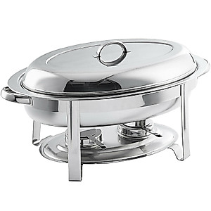 6 Qt. Oval 23 Size Stainless Steel Chrome Accent Chafer Chafing Dish Food warmer buffet set servers and warmers for parties dishes warmers, Silver, (4630246)