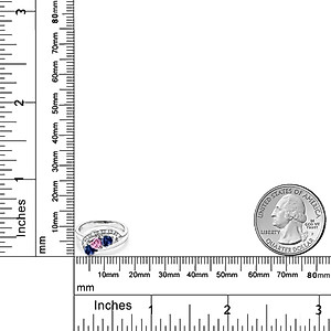 Gem Stone King 925 Sterling Silver Pink Moissanite and Blue Created Sapphire and White Created Sapphire Engagement Ring For Women (1.31 Cttw, Gemstone, Heart Shape 4MM, Size 7)