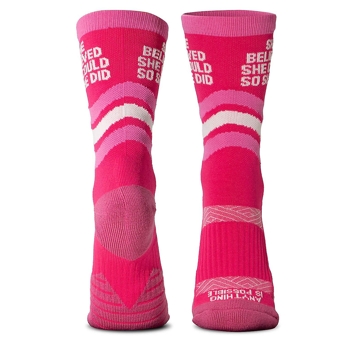Gone For a Run Inspirational Athletic Running Socks | Mid-Calf | She Believed She Could | Pink