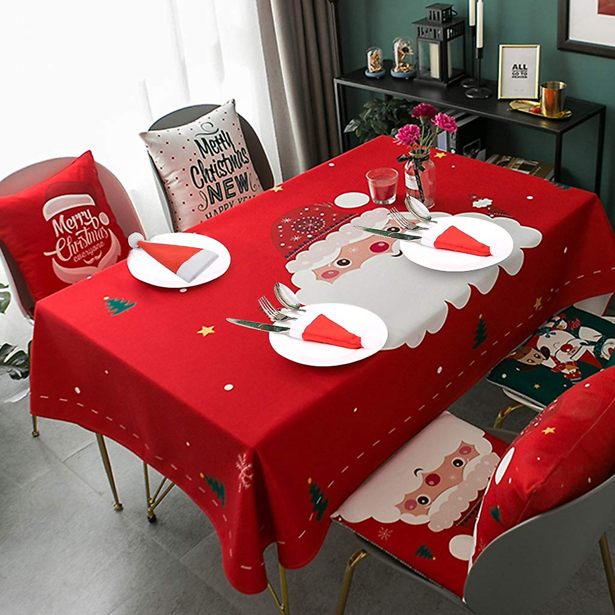 Marrywindix 50 Pieces Christmas Santa Hats Silverware Holders, Christmas Cutlery Holders for Xmas Party Dinner Utensil and Flatware Organizers Decorations Supplies