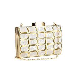 GripIt Acrylic Small Cube Clutch Purse for Women Gold Clutch Purse Formal Fancy Purses Evening Clutch Handbag for Banquet
