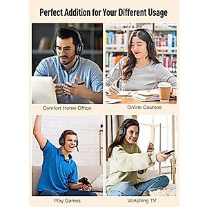 COOSII P80C Bluetooth Wireless Headphones with Dual Microphone with V5.0 USB Dongle for PC Computer Home Office Online Class Headset, 40H for Laptop Chromebook Cellphone Skype Zoom Call Center