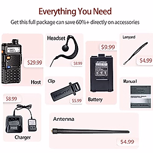 Baofeng UV-5R GMRS Radio Handheld Outdoors Long Range Two Way Radio Rechargeable(Upgrade of Baofeng UV-5R), NOAA Weather Radio Walkie Talkie for Adults