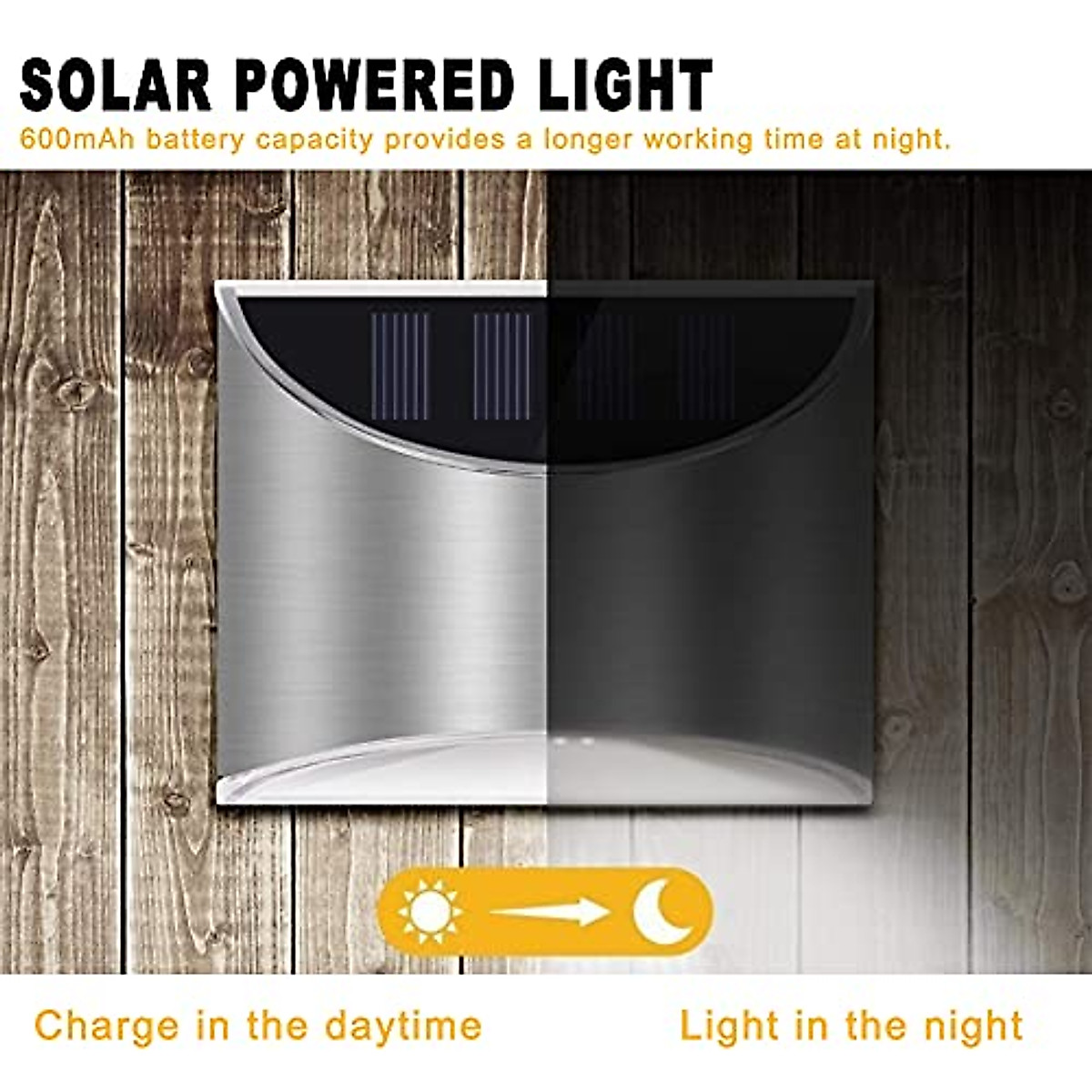 vinmax Outdoor Solar Deck Lights 2pcs with 4 LED Lamp Solar Powered Fence Lights Outdoor Step Stair Lights Garden Lamp Waterproof for Wall Porch Pool Front Door Yard Stairs(Ship from US)