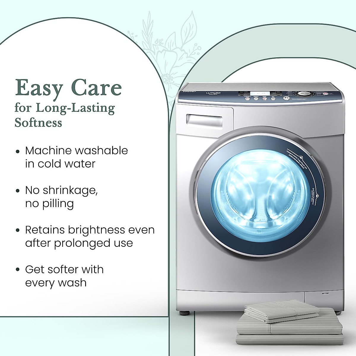 Feather & Stitch 500 TC Full Size Damask Bed Sheet Set, 100% Cotton Soft Breathable Bedsheets, 4 Piece 18" Deep Pockets Sateen Weave Striped Bedding Mattress Resort Hotel Luxury- (Grey, Full)