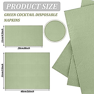 100 Pcs 2 Ply Cocktail Napkin Disposable Soft Napkins for Dinner Wedding Party Birthday Bridal Anniversary Reception, 13 x 16 Inches (Sage Green,100 Pcs)