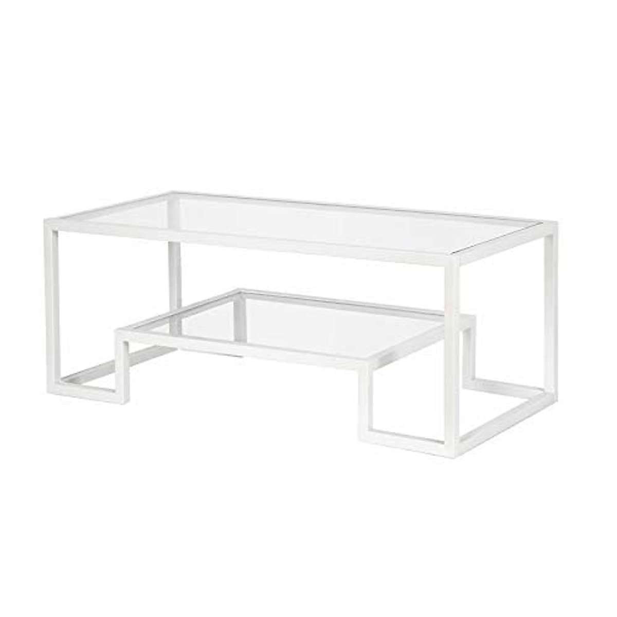 Henn&Hart 45" Wide Rectangular Coffee Table in White, Modern coffee tables for living room, studio apartment essentials