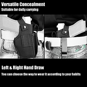 LUCYLANKER Universal Gun Holster,IWB OWB Gun Holster,Tactical Pistol Bags Waistband,The Waistband Pistols Holsters for Right and Left Hand, Draw Holster for Men/Women (with Mag Pouch)