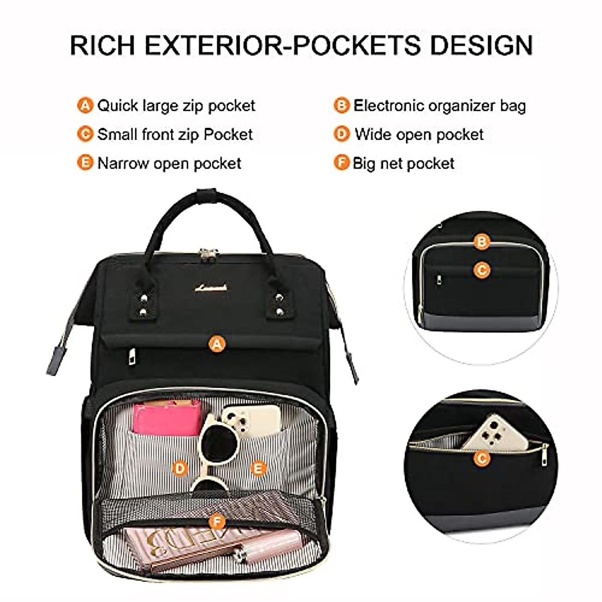 LOVEVOOK Laptop Backpack for Women 17-Inch Travel Work Backpack Purse Airline Approved Teacher Nurse Bag College Backpack with USB Port