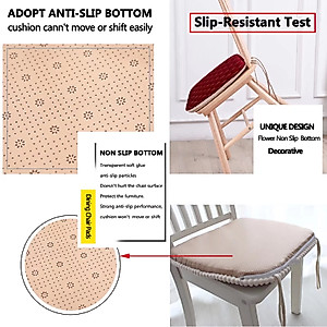 ZIBENE Chair Cushions for Dining Chairs 4 Pack Washable, Chair Pads for Dining Chairs Set of 4 18x20, Quilting Seat Cushion for Kitchen Chairs with Ties, Dining Room Seat Pads Non Slip Brown