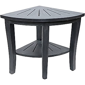 Redmon Genuine Teak Corner Bench, Weathered Grey