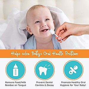 EcoFox Baby Tongue Cleaner [40 Pack] Individually Wrapped & Disposable | Infant & Newborn Babies | Soft Gauze Toothbrush with Paper Handle | Sterilized & Medical Grade Soft Gauze | 0-2 Years Old