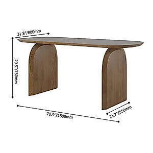 homary 70.9" Japandi Dining Table for 6, Modern Solid Wood Top Oval Table for Dining Room, Kitchen, Living Room