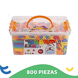 Dazmers Building Sticks for Kids - Straws and Connectors Builders Set - STEM Construction Building Toys - Educational Interlocking Sticks - Connecting Tubes - Building Straws Activities (800 Pieces)