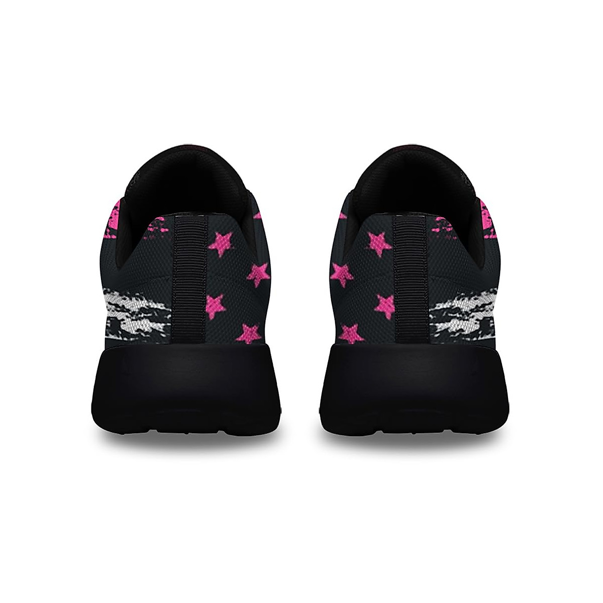 Breast Cancer Awareness Shoes Women Fashion Breathable Running Sneakers Cancer Pink Ribbon Shoes for Ladies Black Size 5