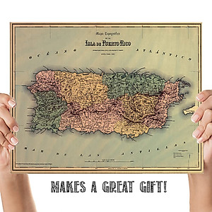 1886 Puerto Rico Map - 11x14 Unframed Art Print - Perfect Wall Decor in This Highly Detailed Restored Reproduction Under $15