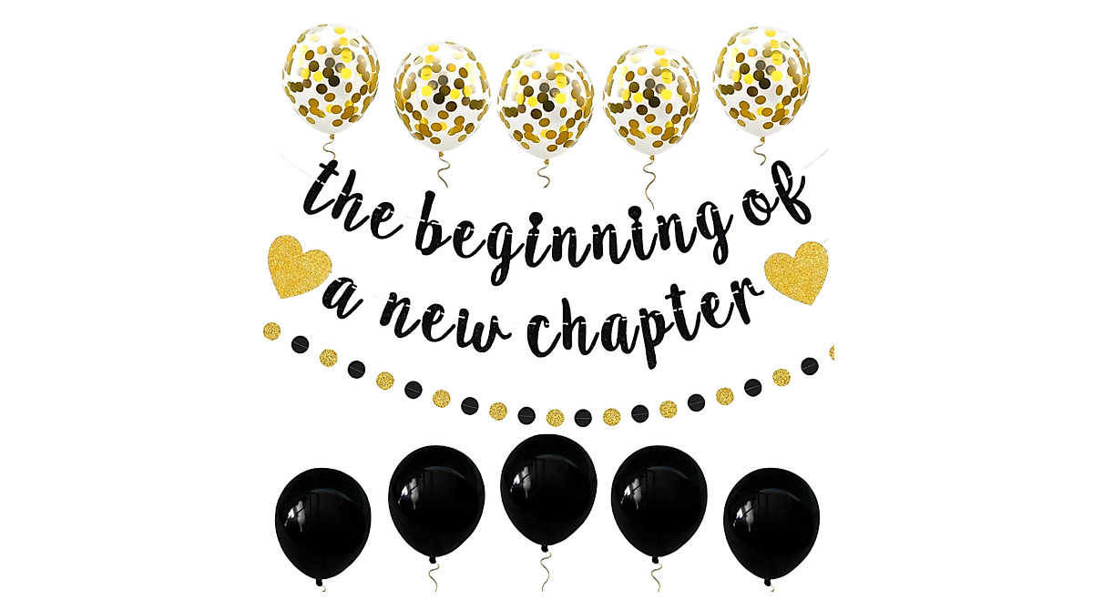 Black Gold New Chapter Party Decorations - Farewell & Grad
