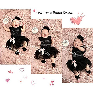 Newborn Bodysuit Baby Girls My Little Black Dress Ruffle Sleeveless Tulle Skirt (0-3 Months)