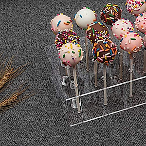 YestBuy Cake Pop Display Stand, 21 Hole Cake Pop Holder, Lollipop Holder for Weddings, Birthday Parties, Anniversaries Gift, Halloween, Christmas Candy Decorative (Clear)