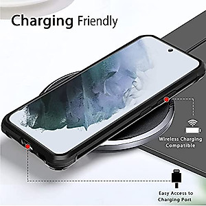 SUPBEC Galaxy S21 Case, Carbon Fiber Shockproof Protective Cover with Screen Protector [x2] [Military Grade Protection] [Scratch Resistant & Anti-Fingerprint], Samsung Galaxy S21 Case, 6.2", Black