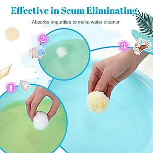 Zubebe 4.6 lbs Pool Filter Media Balls Fiber Filter Media for Swimming Pool Sand Filters and Bath Center Bathtubs Spas Aquarium Grime Cleaning Scum