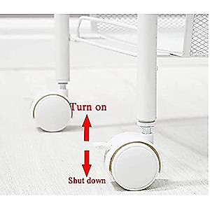 ATAAY Mesh Rolling Utility Out Mesh Storage Cart Storage Tower Rack Storage Shelves for Home Kitchen Bathroom Storage/White